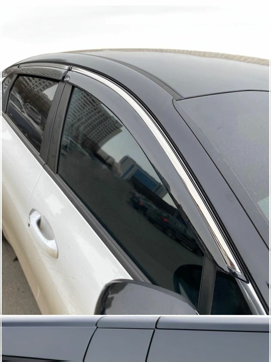 Дефлекторы накладные нержавеющие 4 штуки (ветровики) хром Kia Optima K5 2020 г. ALV434M