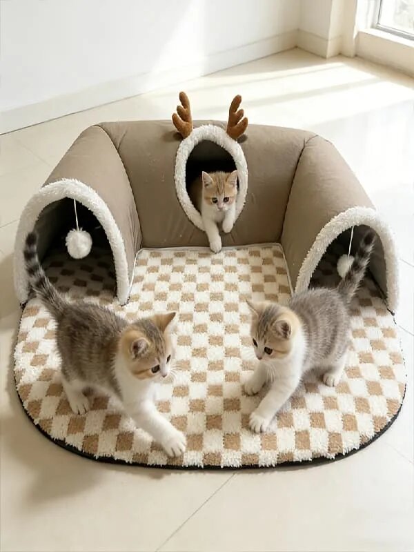 85x70cmТуннель для кошек 2-в-1 интерактивная игрушка для кошек