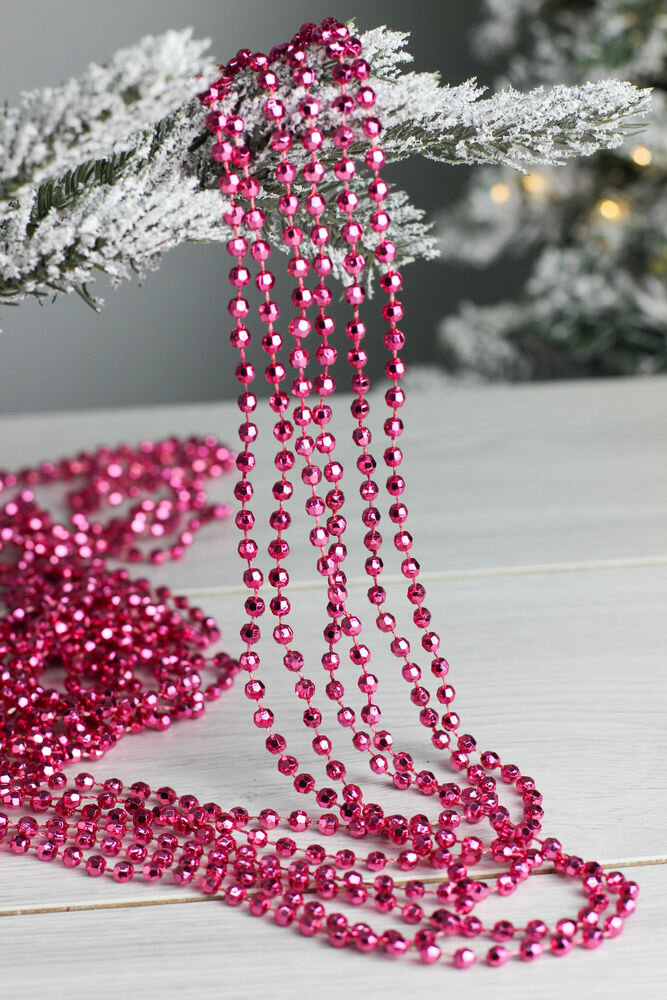 Бусы пластиковые бриллиантовая россыпь, 5 мм, 2.7 м, цвет: розовая азалия, Kaemingk 001625