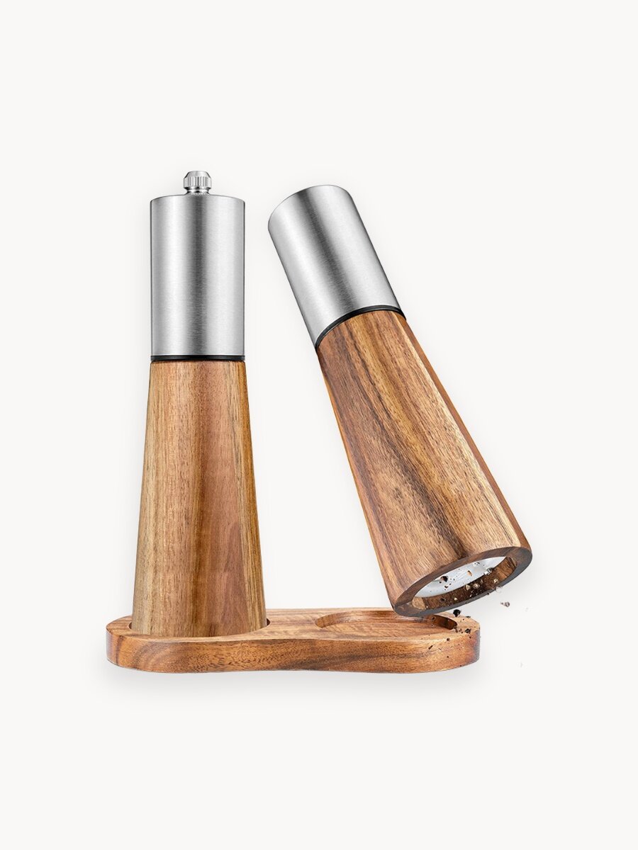 Набор для перца и соли MyPads, дерево, бежевый, 18,5 см x 15 см x 7,5 см