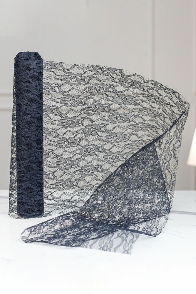 Ткань для декорирования черное кружево, чёрная, 30х500 см, Koopman International 767540310