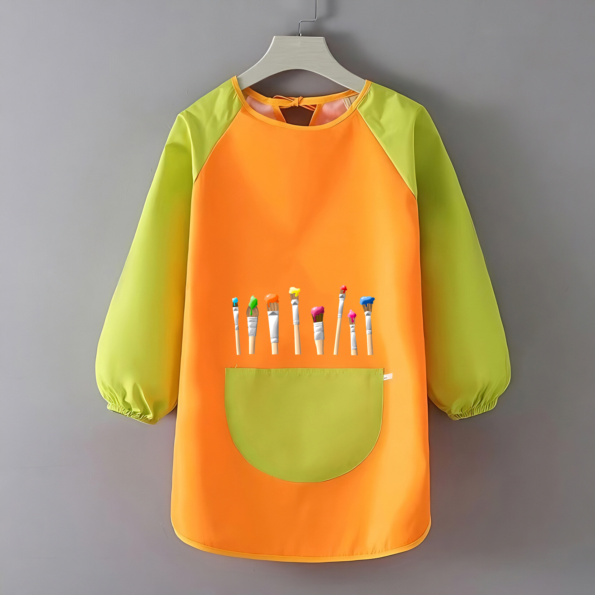 Детский фартук для рисования, водонепроницаемый и устойчивый к пятнам халат с длинными рукавами, одежда для детского сада, защитная одежда с индивидуальным принтом для еды.