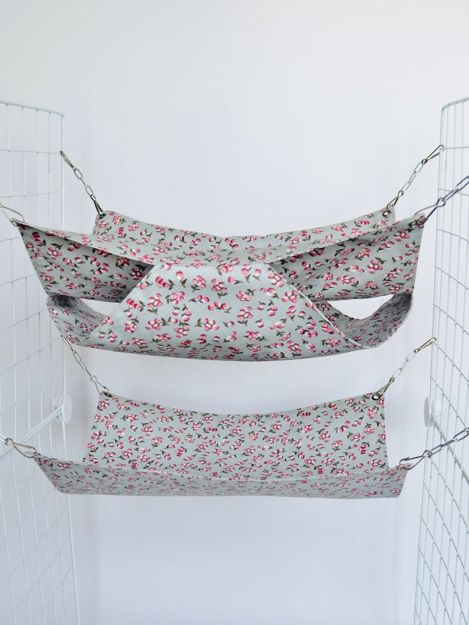 Набор больших гамаков 40х40 см "Финик" для хорьков, крыс и других грызунов. цвет цветы на сером