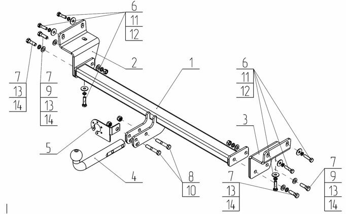 Фаркоп для Hyundai Tucson 2021-, Kia Sportage V 2022- Тип шара: A. Нагрузки: 2000/100 кг, KI 39