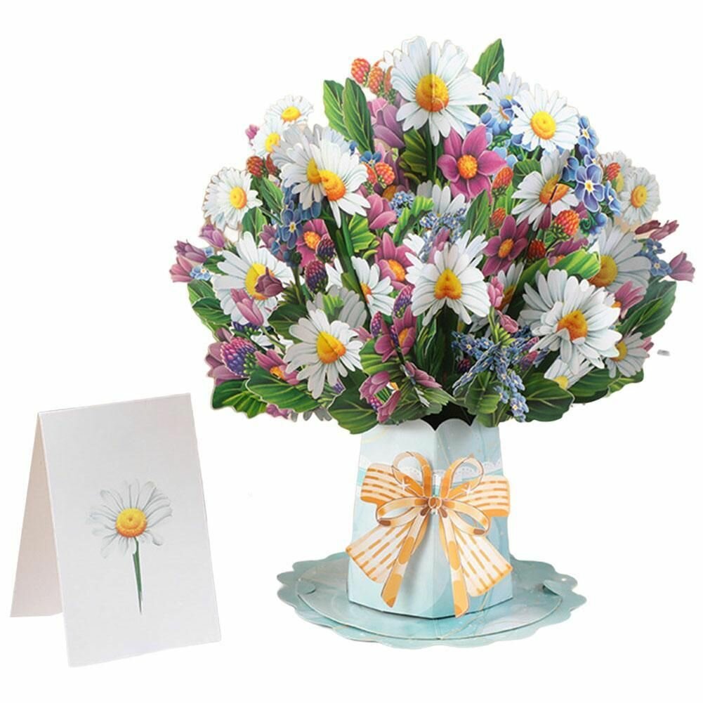 3D объемная открытка ручная резная с букетом для Дня матери и учителя