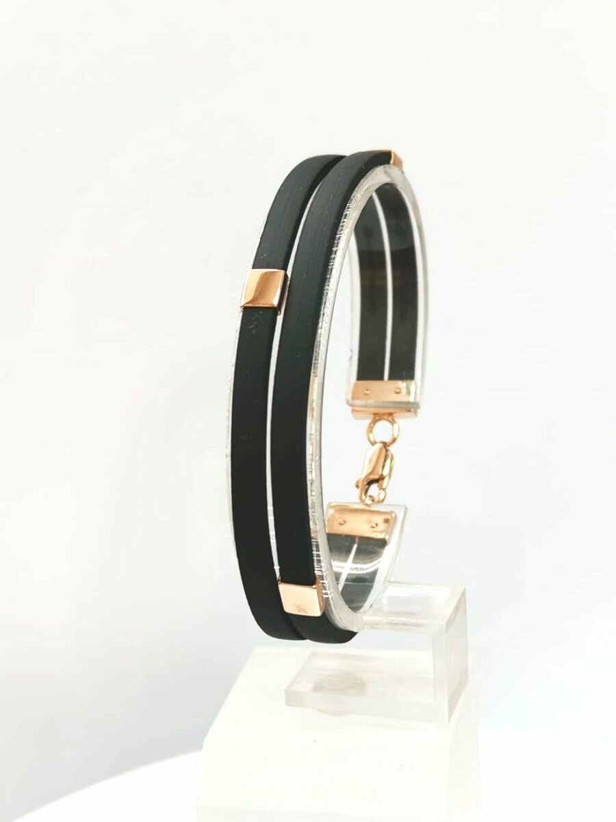 Браслет, красное золото, 585 проба, каучук