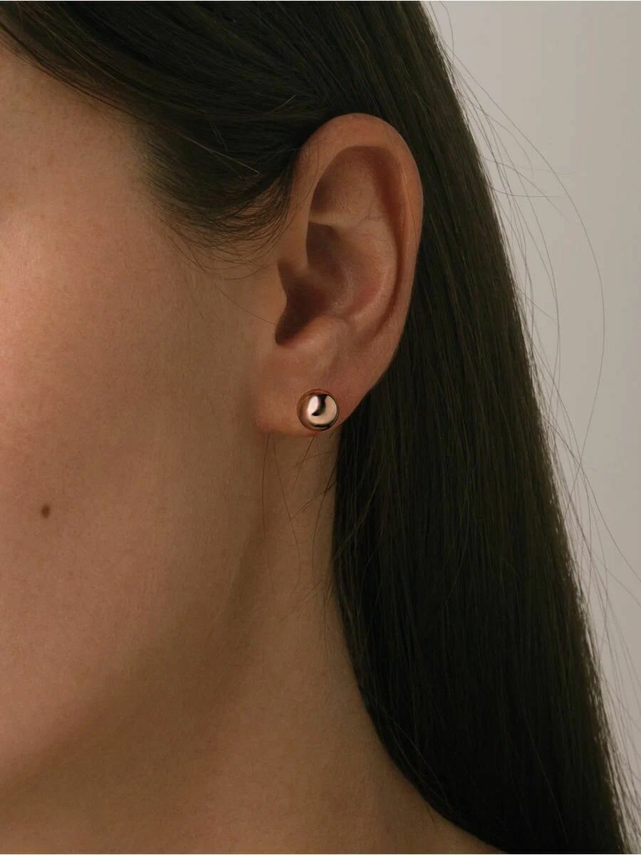 Серьги пусеты красное золото, 585 проба