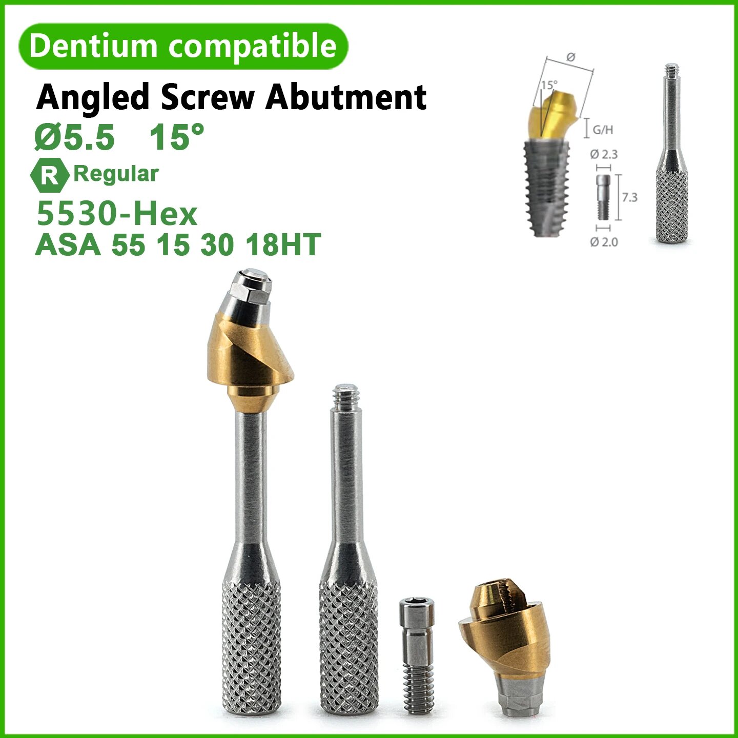 Угловой абатмент Dentium Titanium 15° 30° ASA 55 15 30 18HT