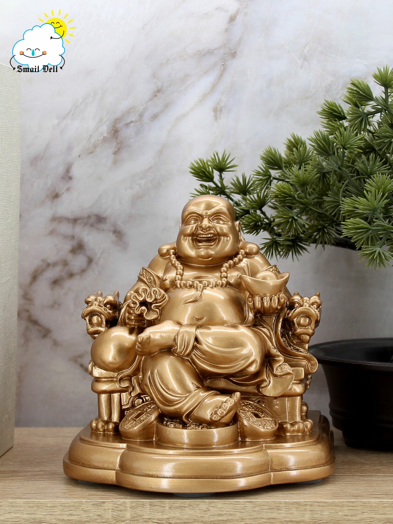 Статуэтка Хотей в кресле, 14 см. Гипс, бронза