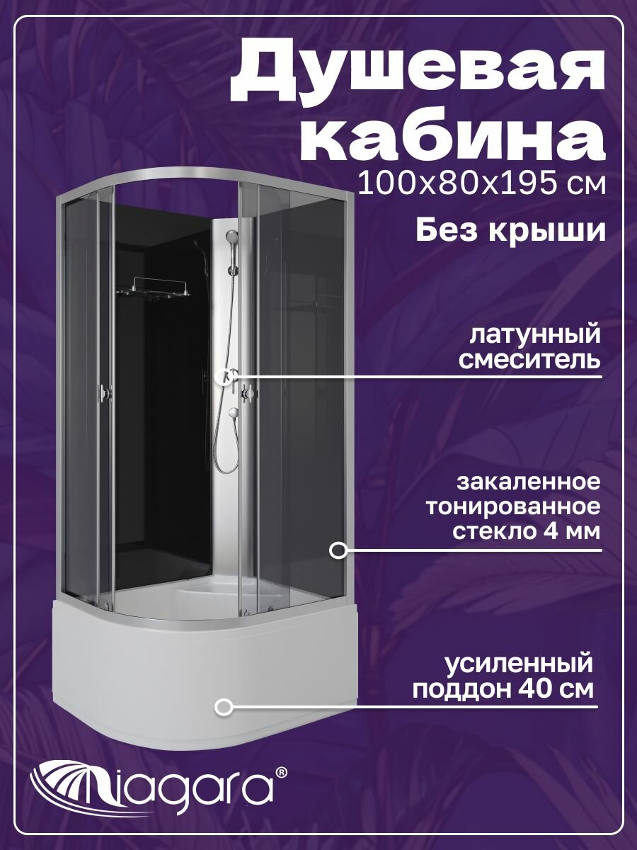 Душевая кабина Niagara Eco E100/80/40R/TN/BK (1000х800х1950)