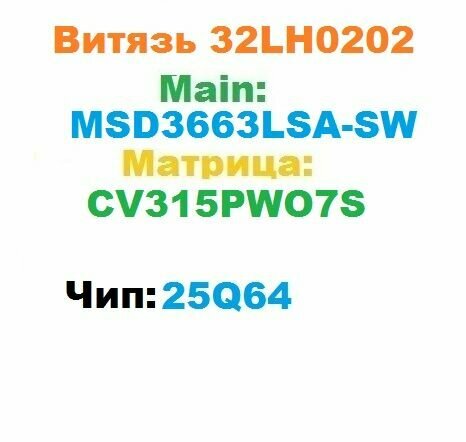 Микросхема 25Q64 Прошитая под ваш телевизор Витязь 32LH0202