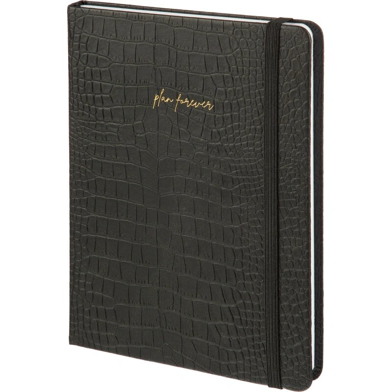 Ежедневник недатированный черный, рептилия, А5 136 л, ATTACHE