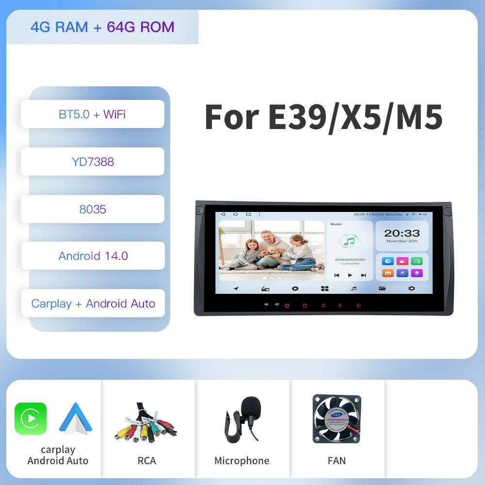 Для BMW X5 E53 2000-2007 Автомобильное мультимедийное радио стерео 10,25 дюйма 2Din 3326 4 64