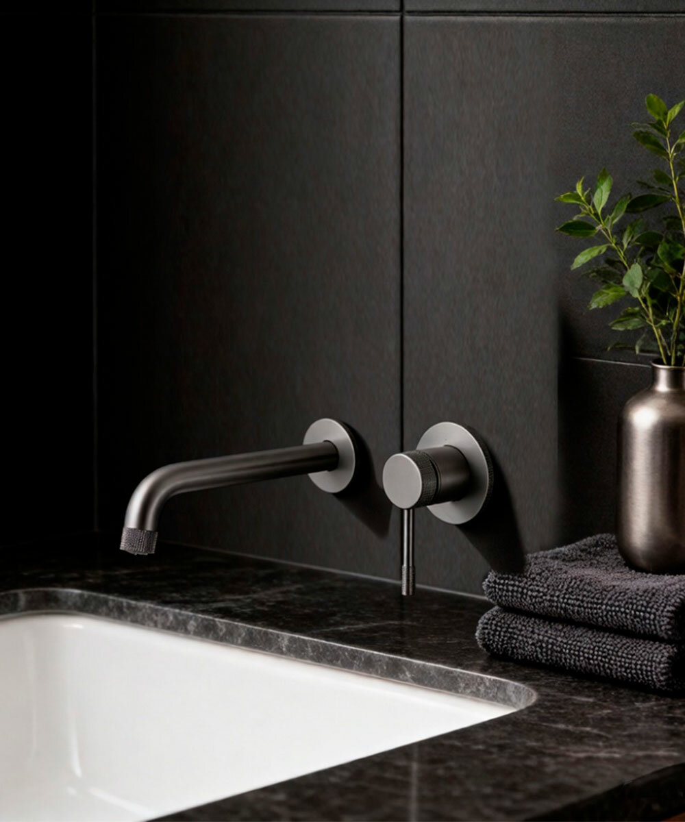 Смеситель встраиваемый для раковины настенный от бренда Hansen HL12098-P графит