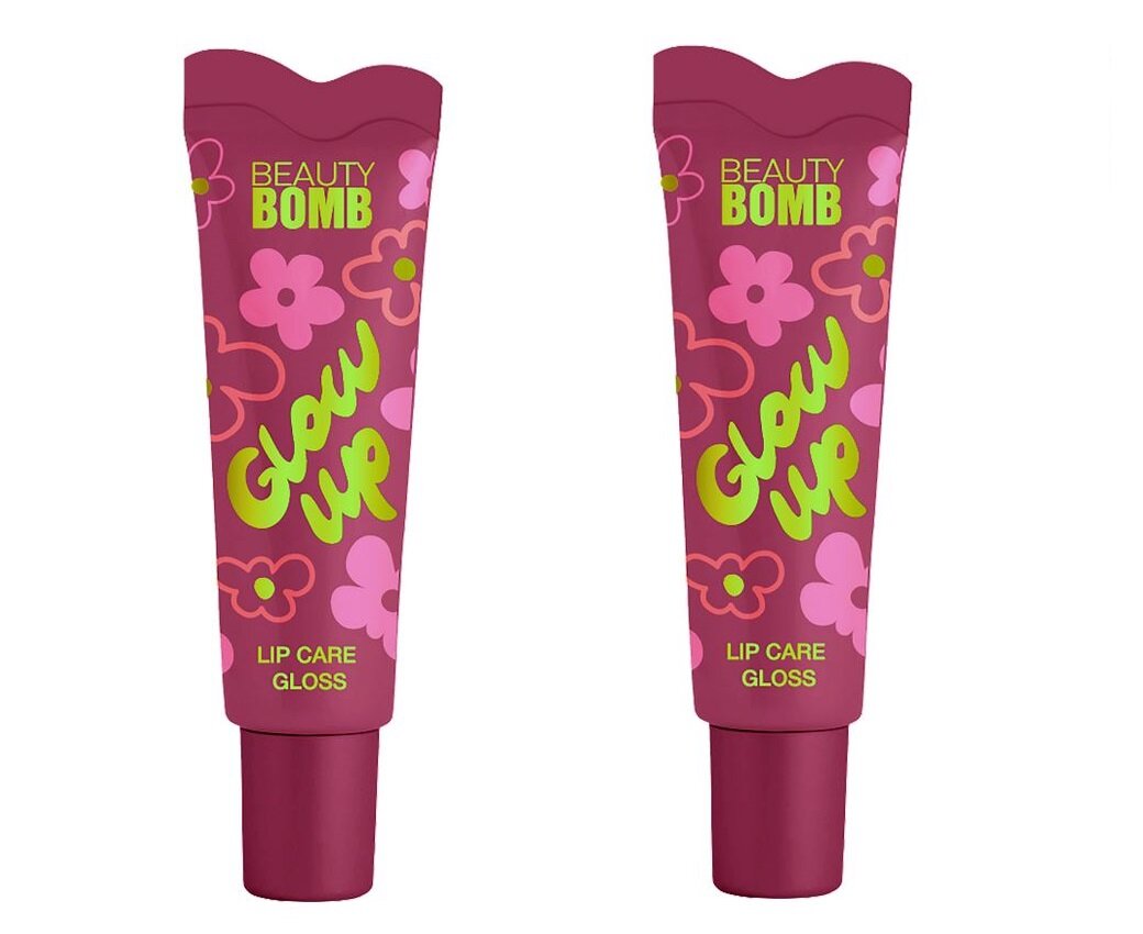 Блеск-уход для губ Beauty Bomb Lip Care Gloss Glow Up, тон 03 полупрозрачный ягодно-фиолетовый, 10 г - 2 штуки