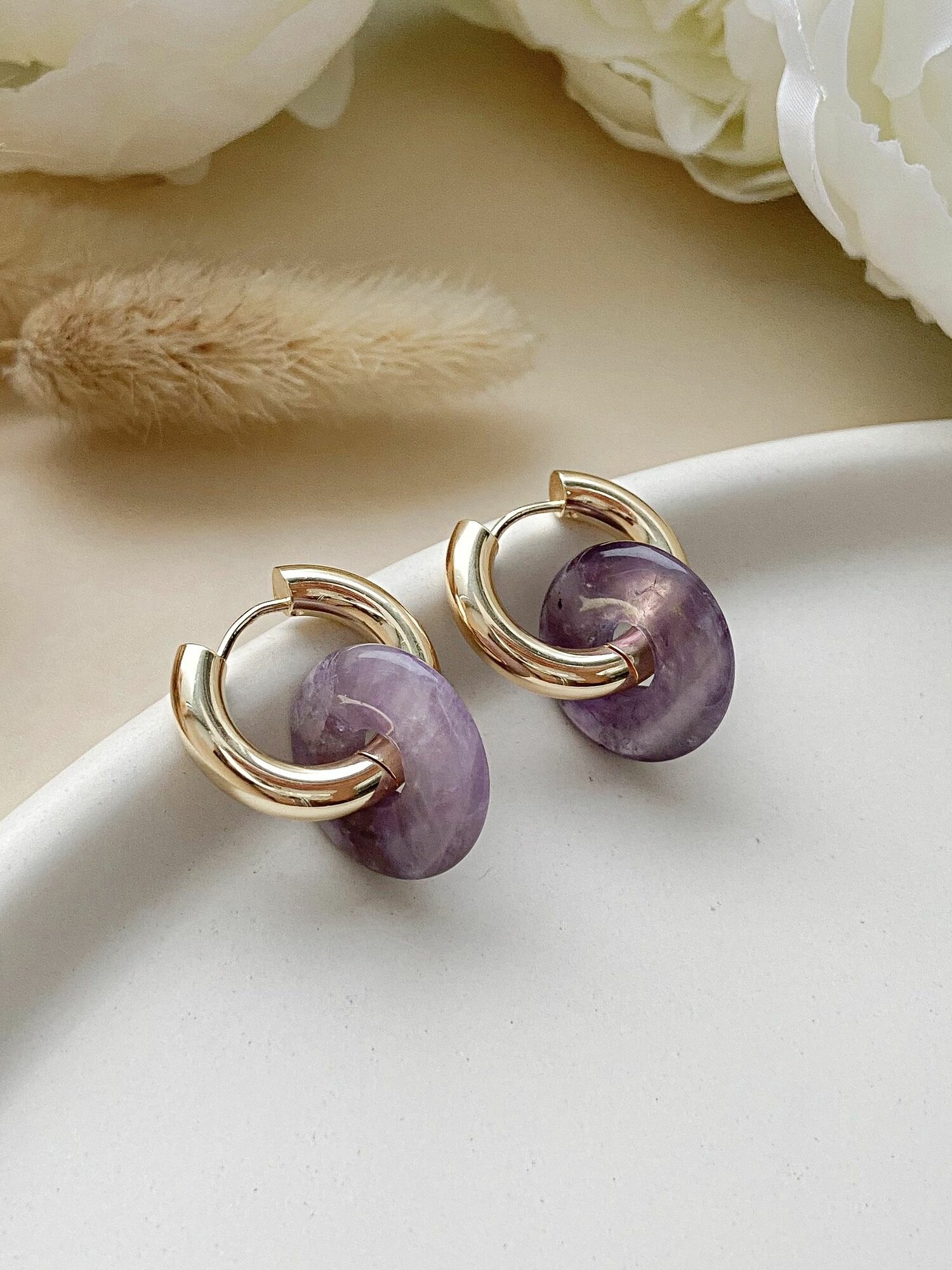 Серьги, аметист