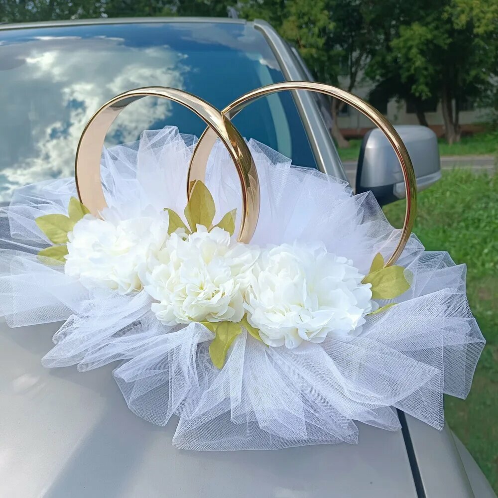 Кольца свадебные пышные Белые. Нежные. Пионы.