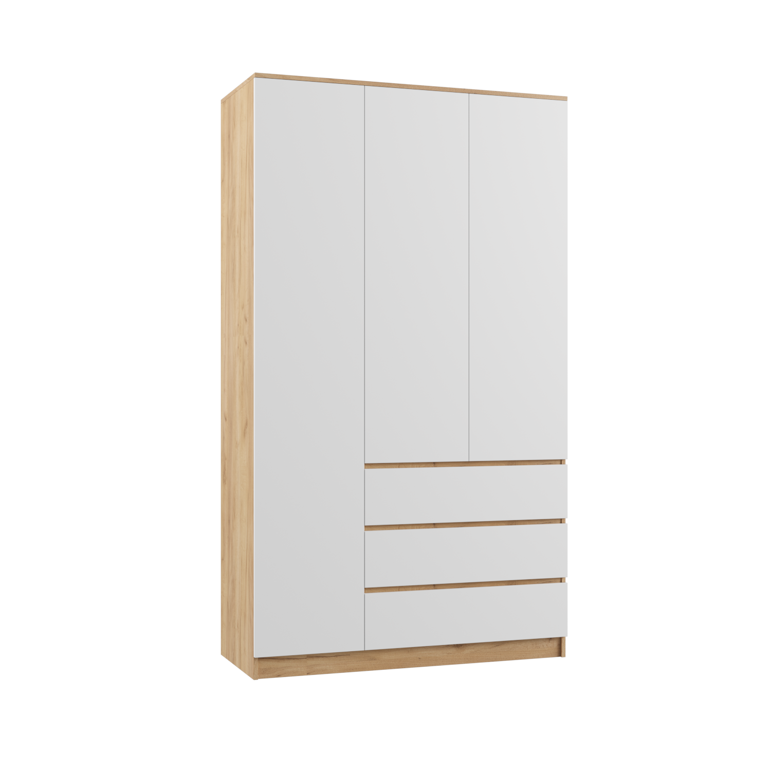 Шкаф трехстворчатый с ящиками "ШМ1200 Мадера" 120см, белый/дуб крафт золотой