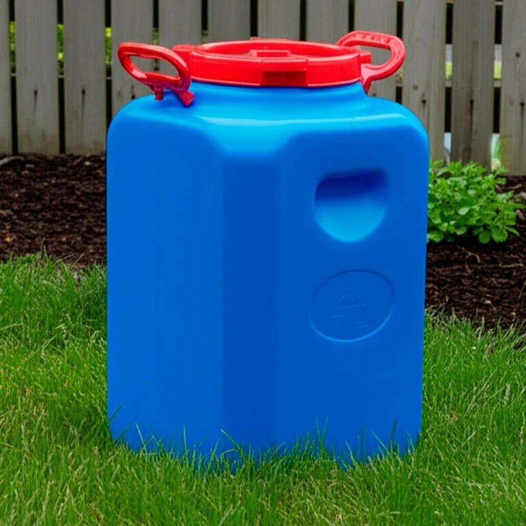 Бочка садовая пищевая Усиленная Дачная Радиан, квадратная, синяя (35*35*55 см) 50 литров