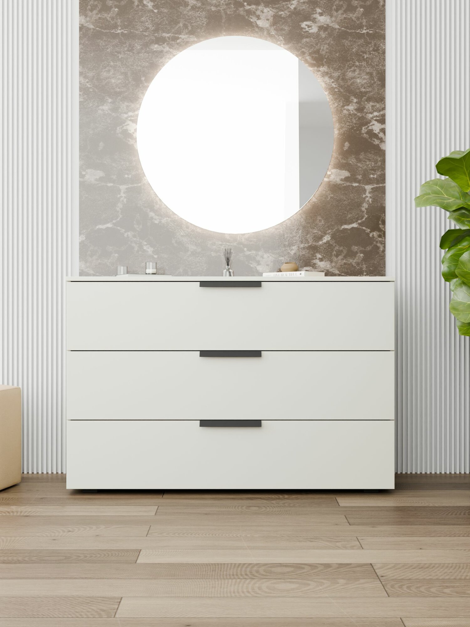 Комод для белья и одежды трио Лайт 3 ящика, 118х78.3х41 см