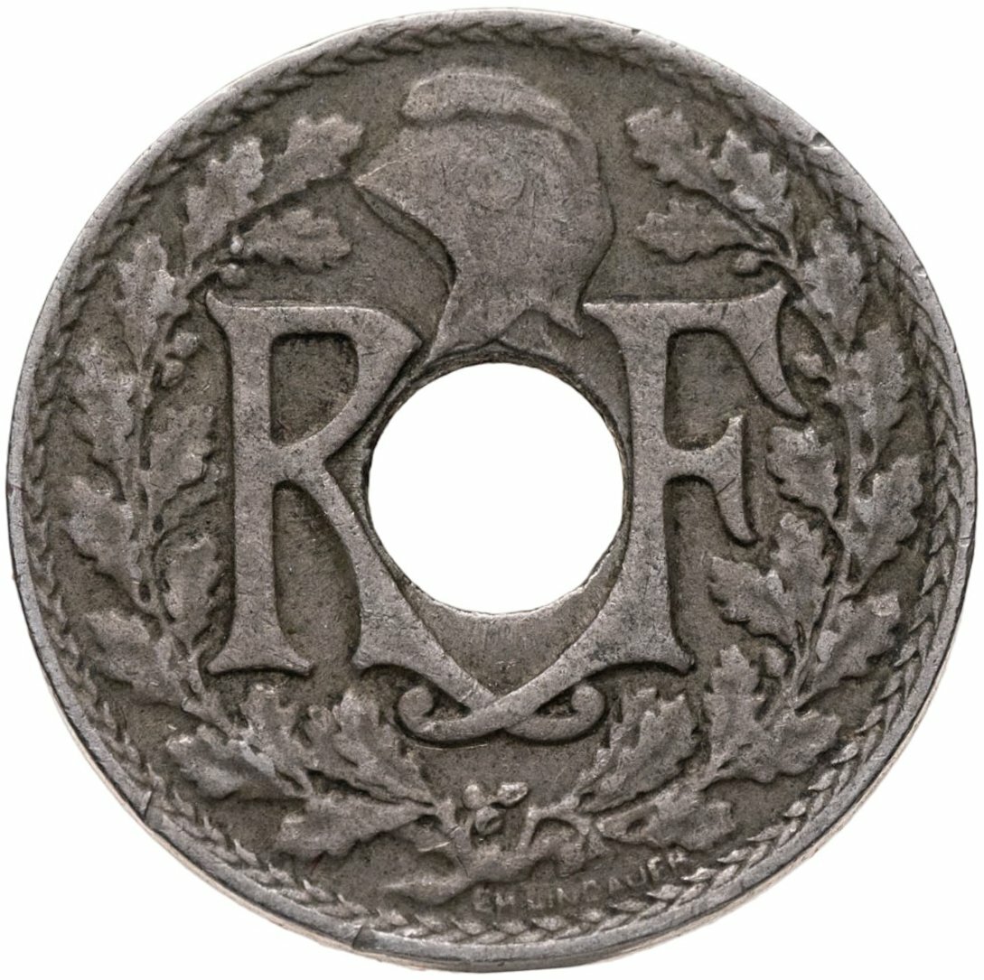 Франция 10 сантимов centimes 1922 Рог изобилия знак монетного двора: "Рог изобилия": - Париж, Мельхиор медь-никель, в сохранности VF