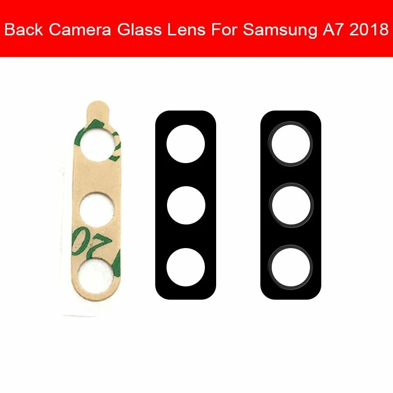 Стеклянная крышка объектива задней камеры для Samsung A7 2018 SM-A750F, стеклянная крышка объектива камеры с клеем, запасные части для ремонта