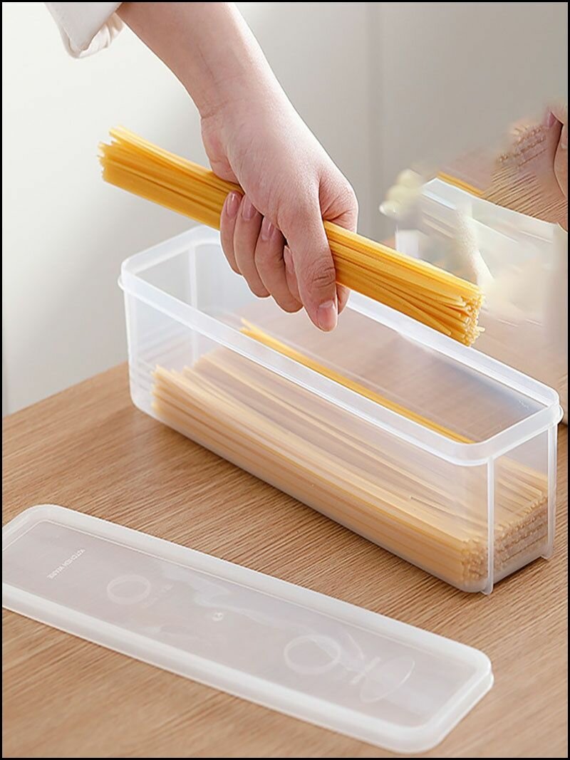 Контейнер для макарон и круп с крышкой, герметичный, пищевой, для хранения спагетти, лапши, риса и сыпучих продуктов в холодильнике или шкафу
