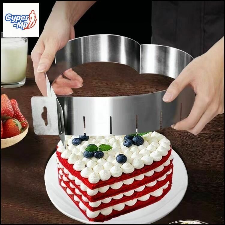 Раздвижная форма для выпечки в виде сердца, регулируемый размер, нержавеющая сталь, для тортов и десертов, легкая очистка-.