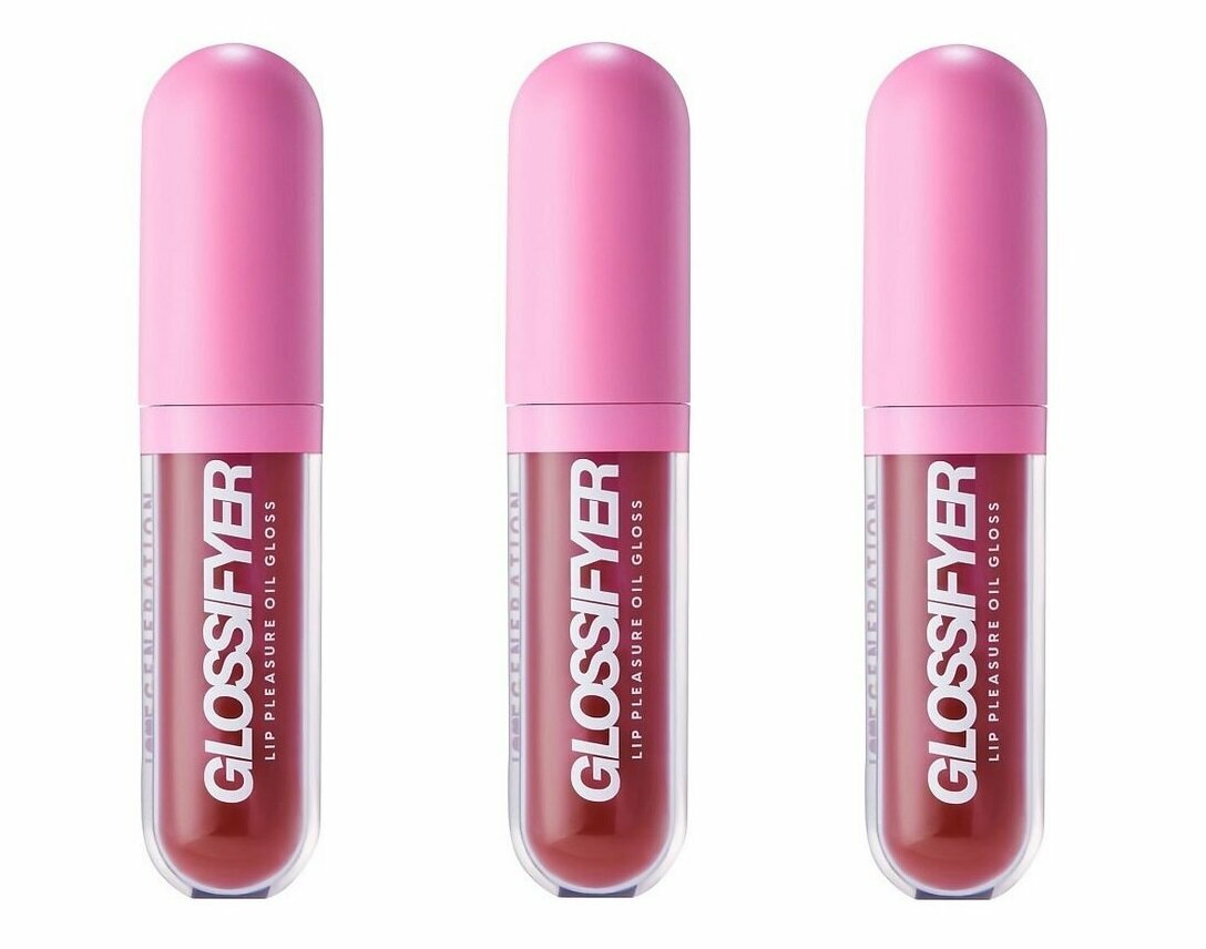 Масло-блеск для губ Love Generation Lip Pleasure Oil Gloss Glossifyer тон 06, коричневый, 3,5 мл - 3 штуки