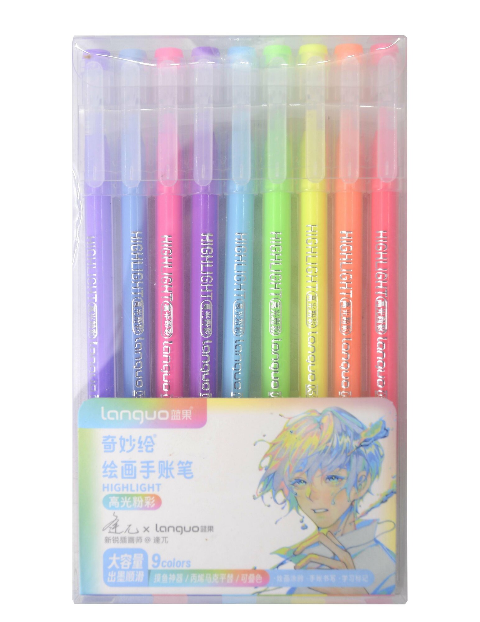 Ручки гелевые 09цв 0,6мм "Neon", ПВХ-уп