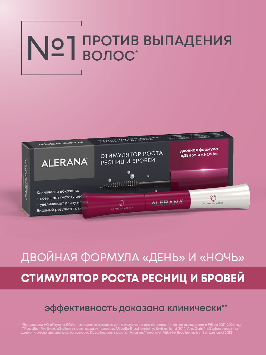 Сыворотка Алерана для роста ресниц и бровей, формула День-Ночь, 12мл