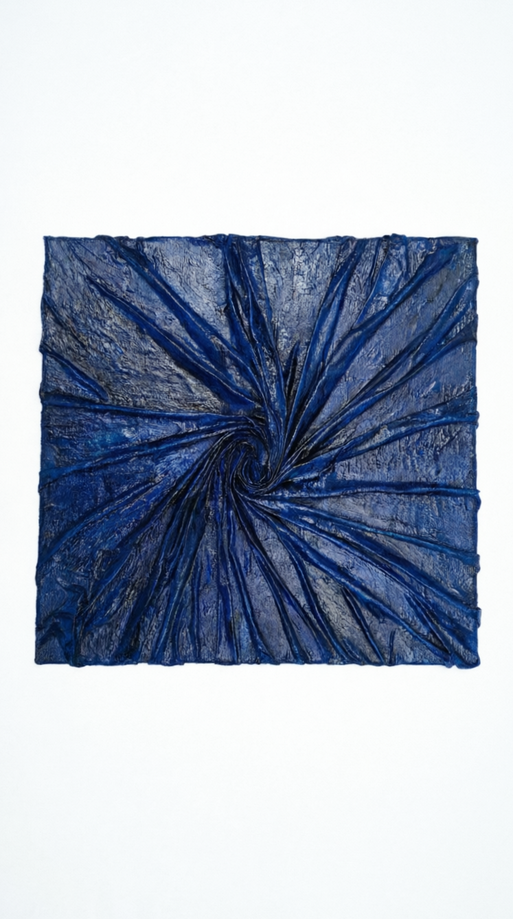 Панно "Тектоника чувств", гипс, ткань, на подрамнике, 40x40 см