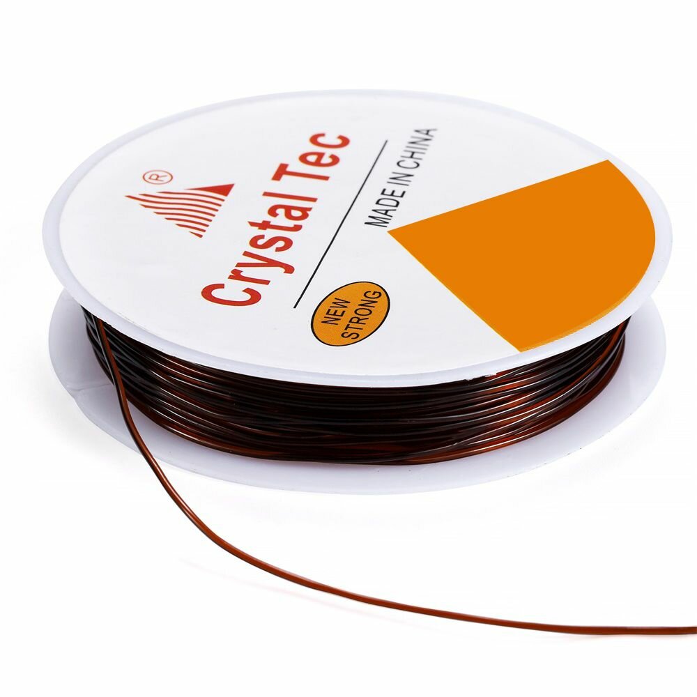 Нить резинка для браслетов прочная, леска для браслетов эластичная 0,5 мм, длина 1 катушки - 11 м, цвет коричневый-