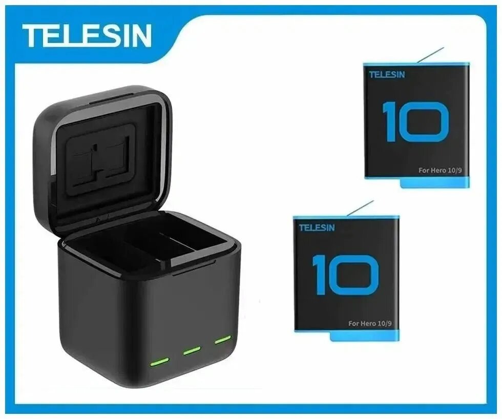 Зарядный кейс TELESIN c 2 аккумуляторами TELESIN GP-BNC-901-B