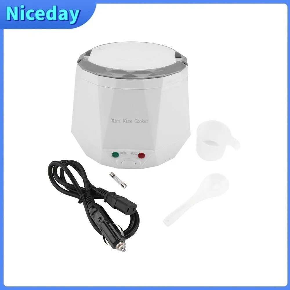 Набор посуды для приготовления портативная мини-рисоварка для дома и автомобиля (белый пластик)