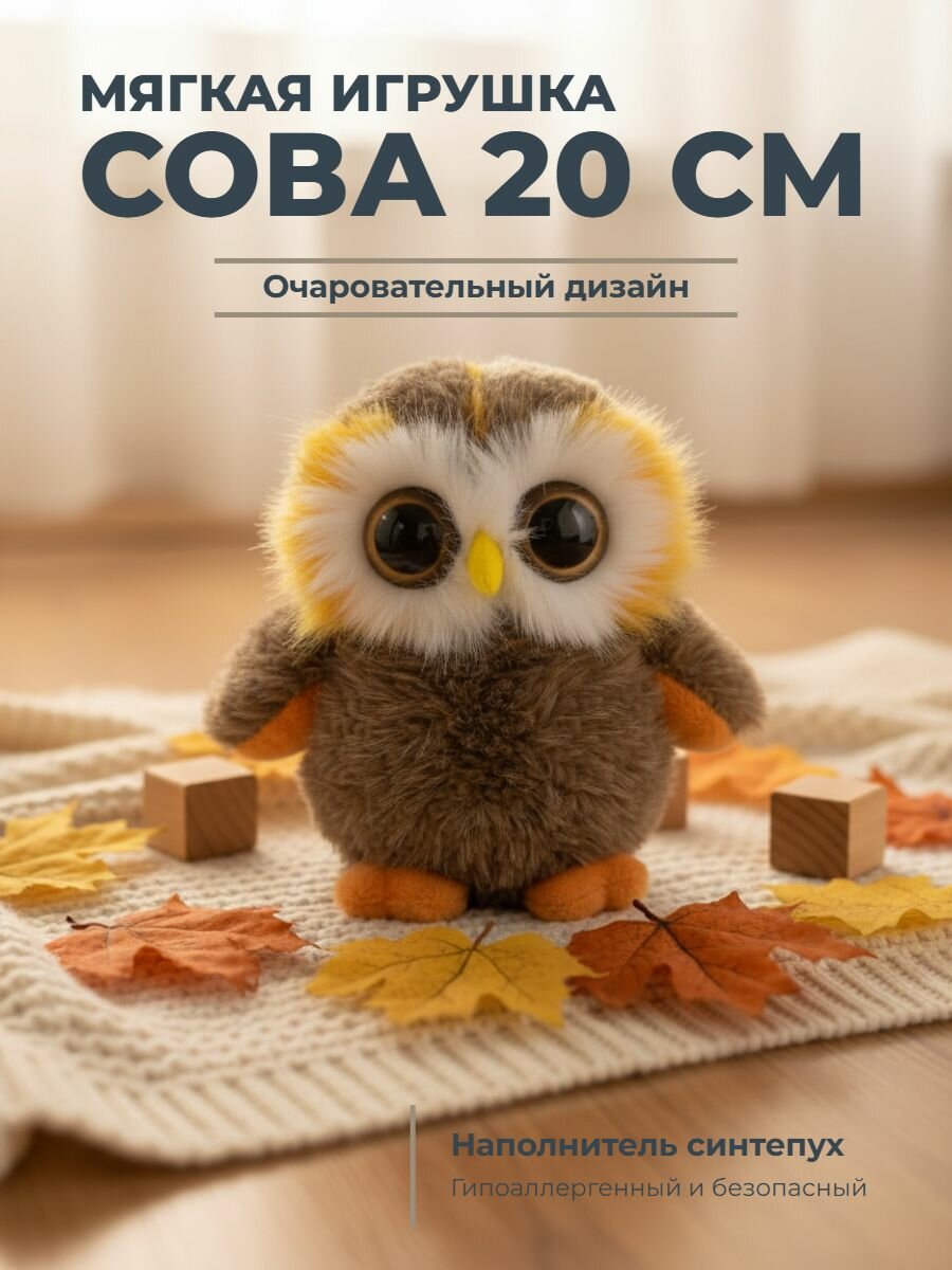 Мягкая игрушка - Сова с большими глазами. 20М