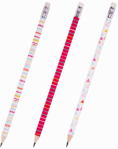 Карандаш чернографитный юнландия "геометрия", HB, с ластиком, корпус ассорти (15шт)