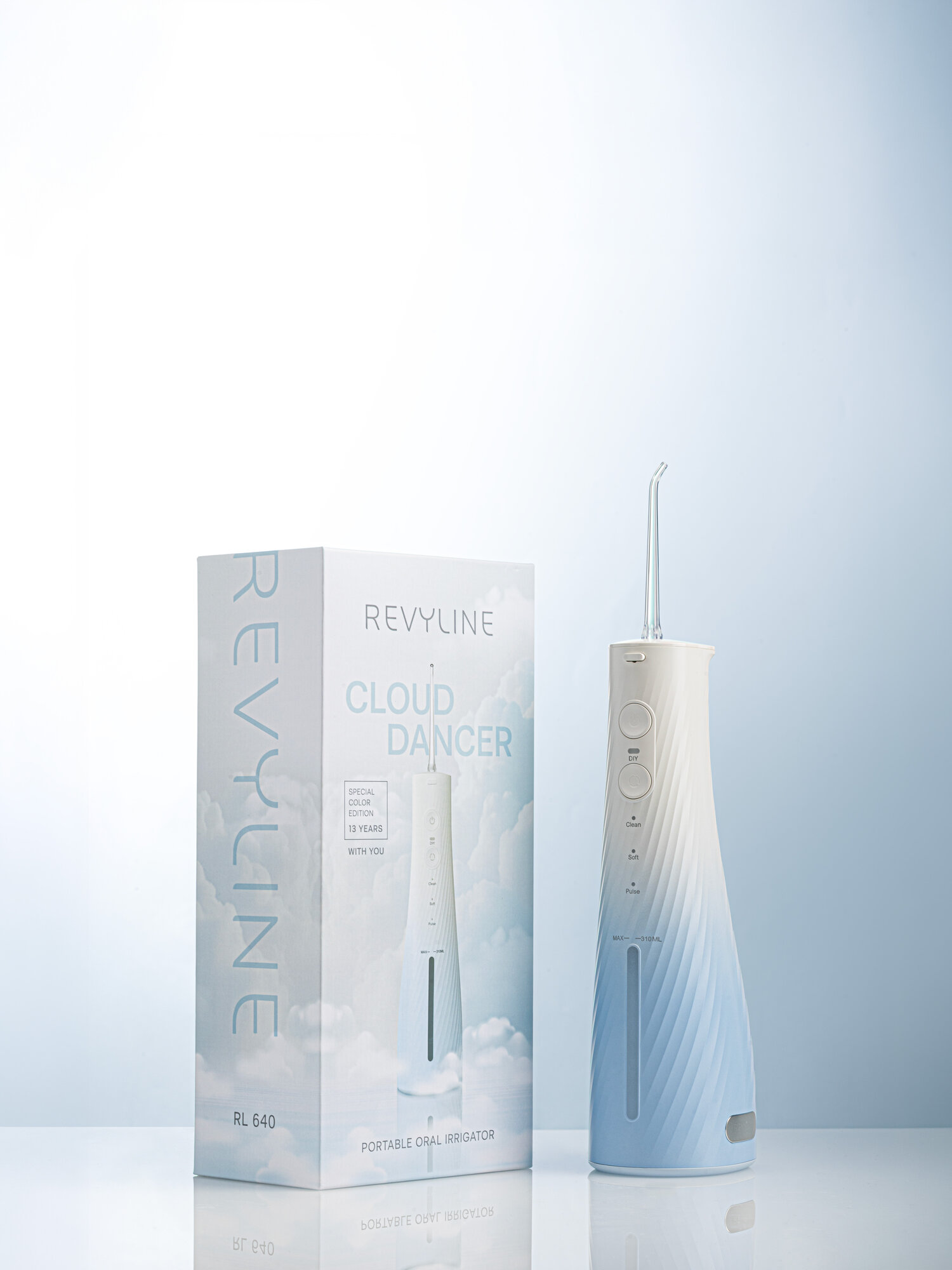 Ирригатор Revyline RL 640, импульсный, 3 насадки, аккумулятор, голубой