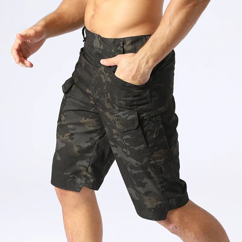 Мужские тактические походные шорты, водонепроницаемые камуфляжные Короткие штаны в стиле милитари, с несколькими карманами, шорты для охоты, фотоловушки, размеры до 5XL