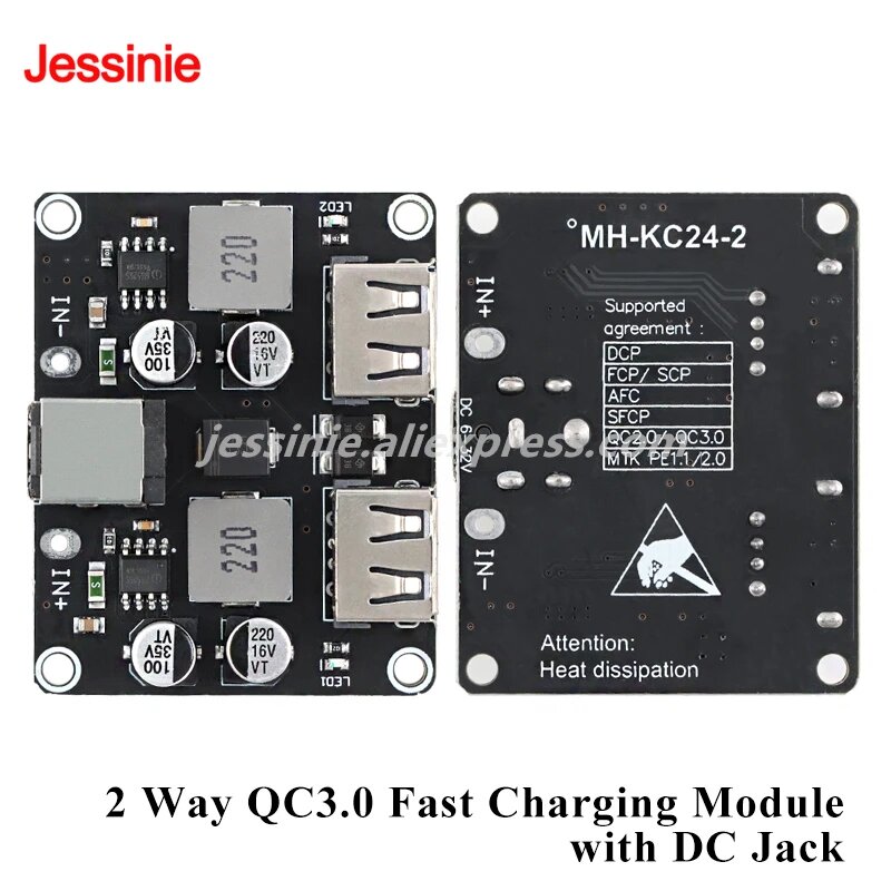 2 Way QC3.0 Fast Charging Module with DC Jack