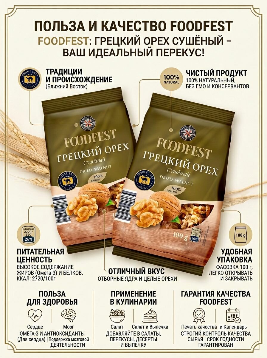 Ядра Foodfest грецкого ореха 2 шт. по 100 гр.