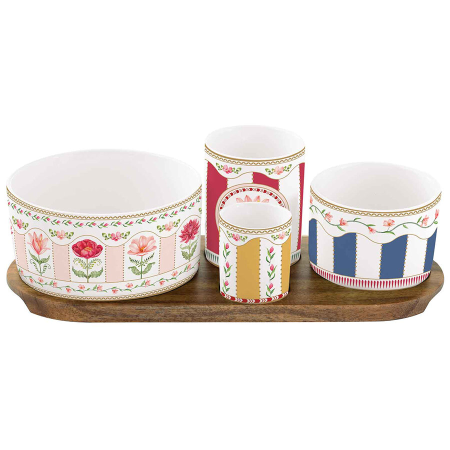 Набор для закусок Flowery 29х13 фарфоровый на подставке 4 пред. Easy Life R2073/FLRY