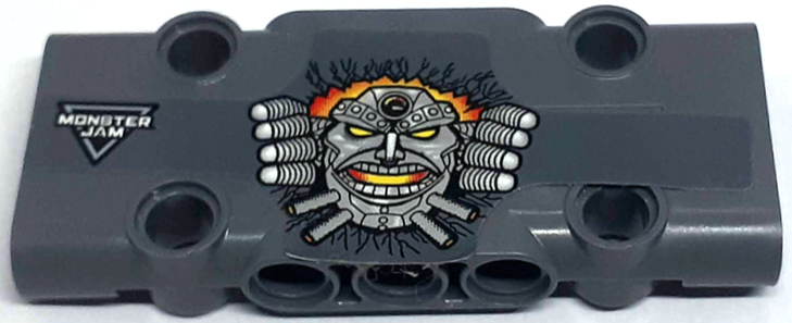 Technic, Panel Plate 3 x 7 x 1 with 'MONSTER JAM' and Monster Mask Pattern Model Right Side (Sticker) - Set 42119, 71709pb007R Dark Bluish Gray U