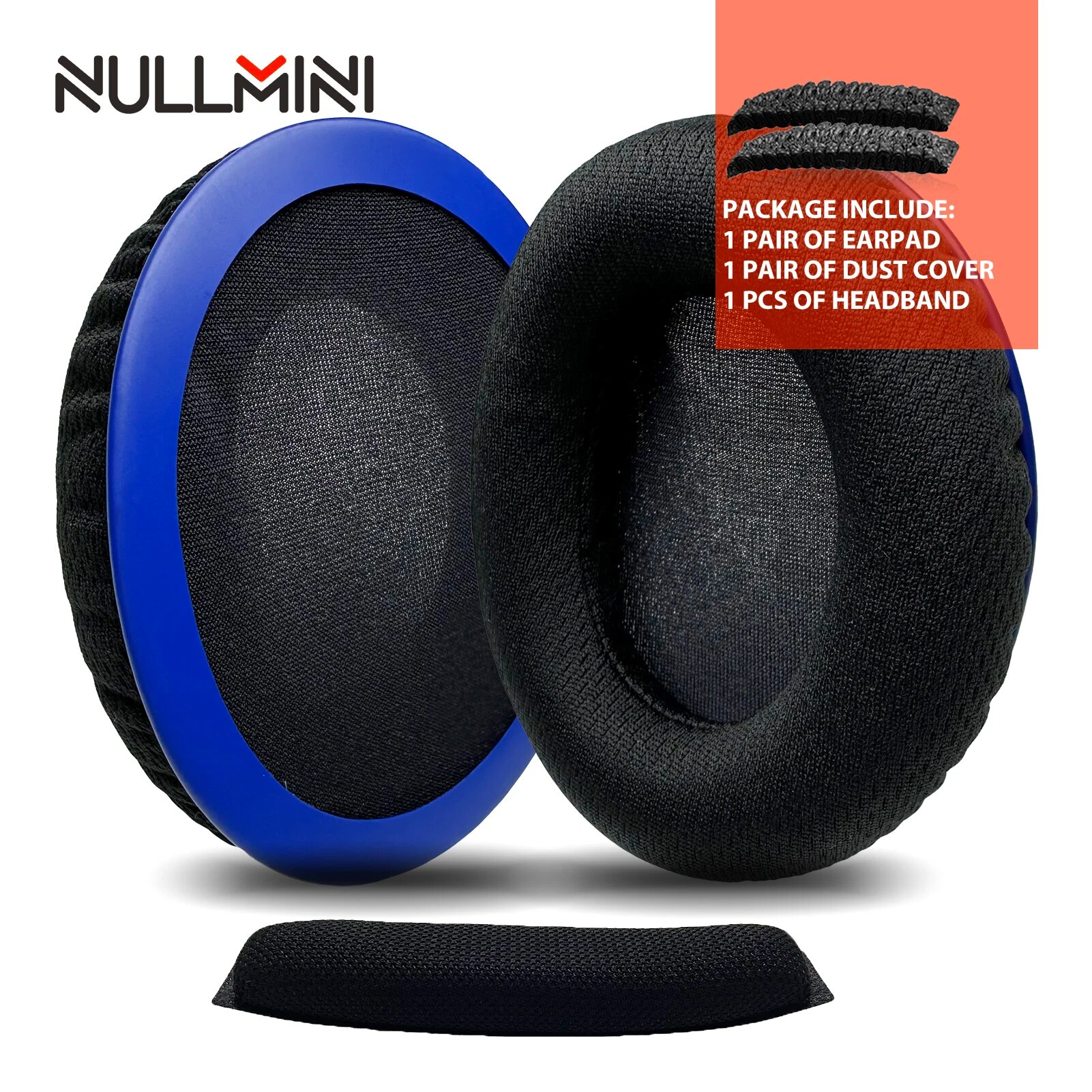 Сменные амбушюры NullMini для наушников HyperX Cloud Stinger Core, сетчатые, черные and headband