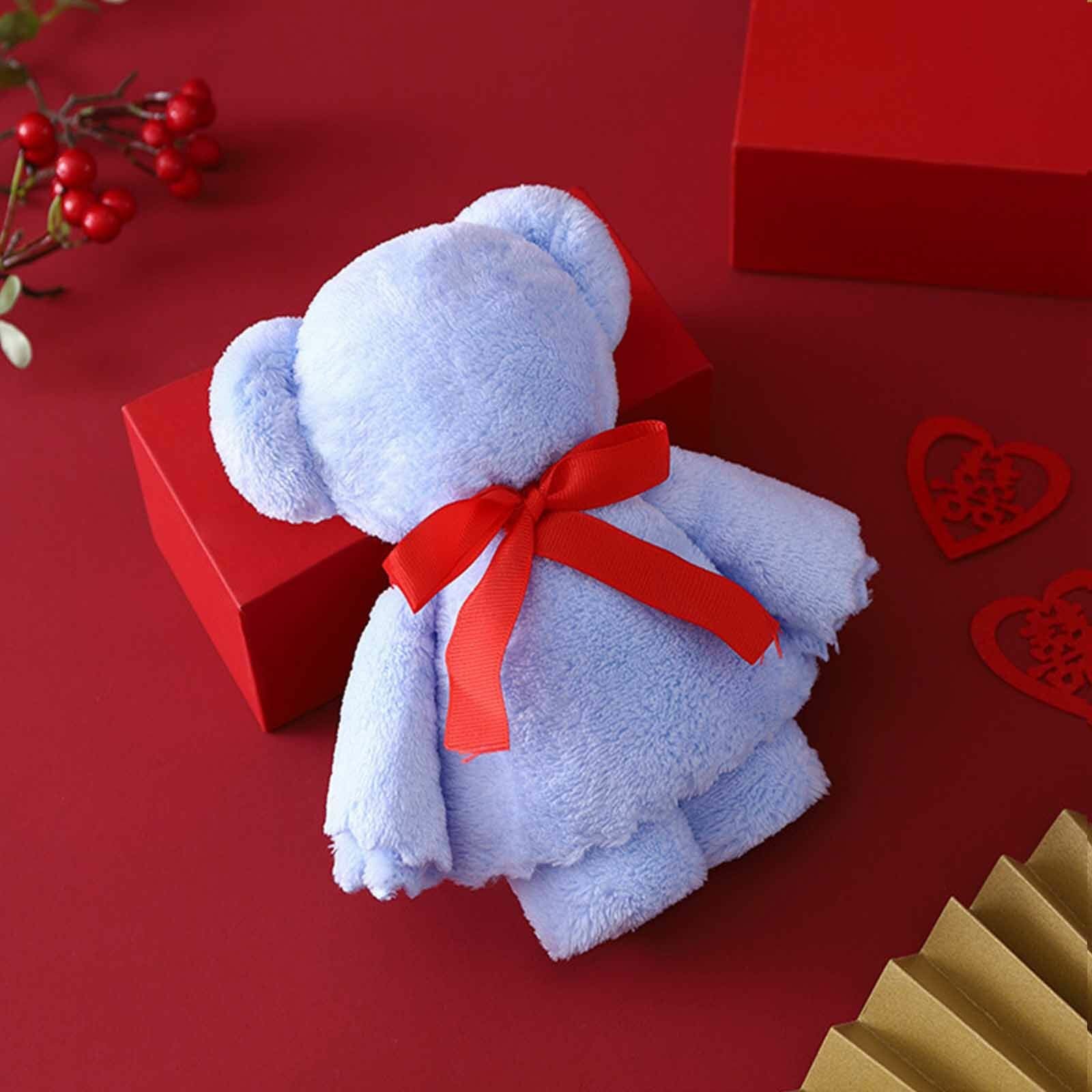 Полотенце для лица, рук Коралловый флис Полотенце махровое В форме зайчика, Подарок Сувенир, Полиэстер, 30x60 см, разноцветный, 1 шт.