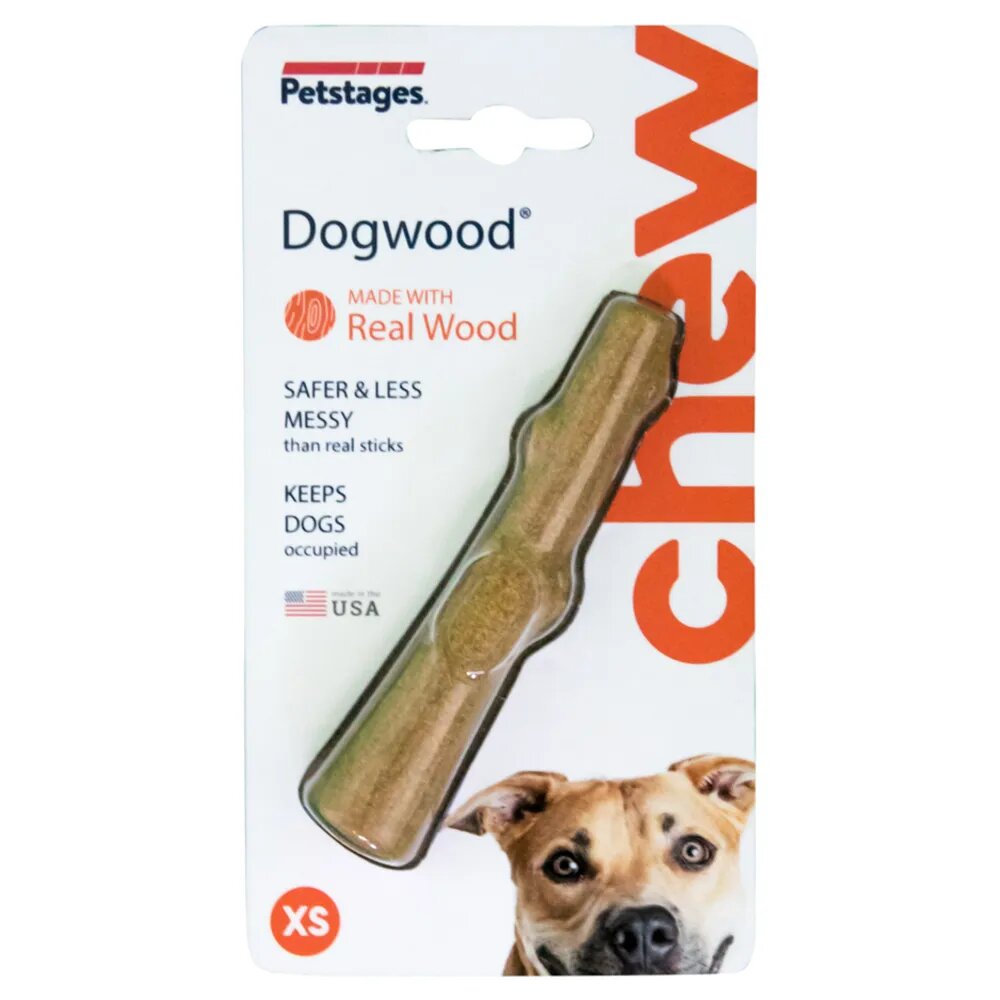 Petstages Dogwood chew toy for dogs, made with real wood, XS size