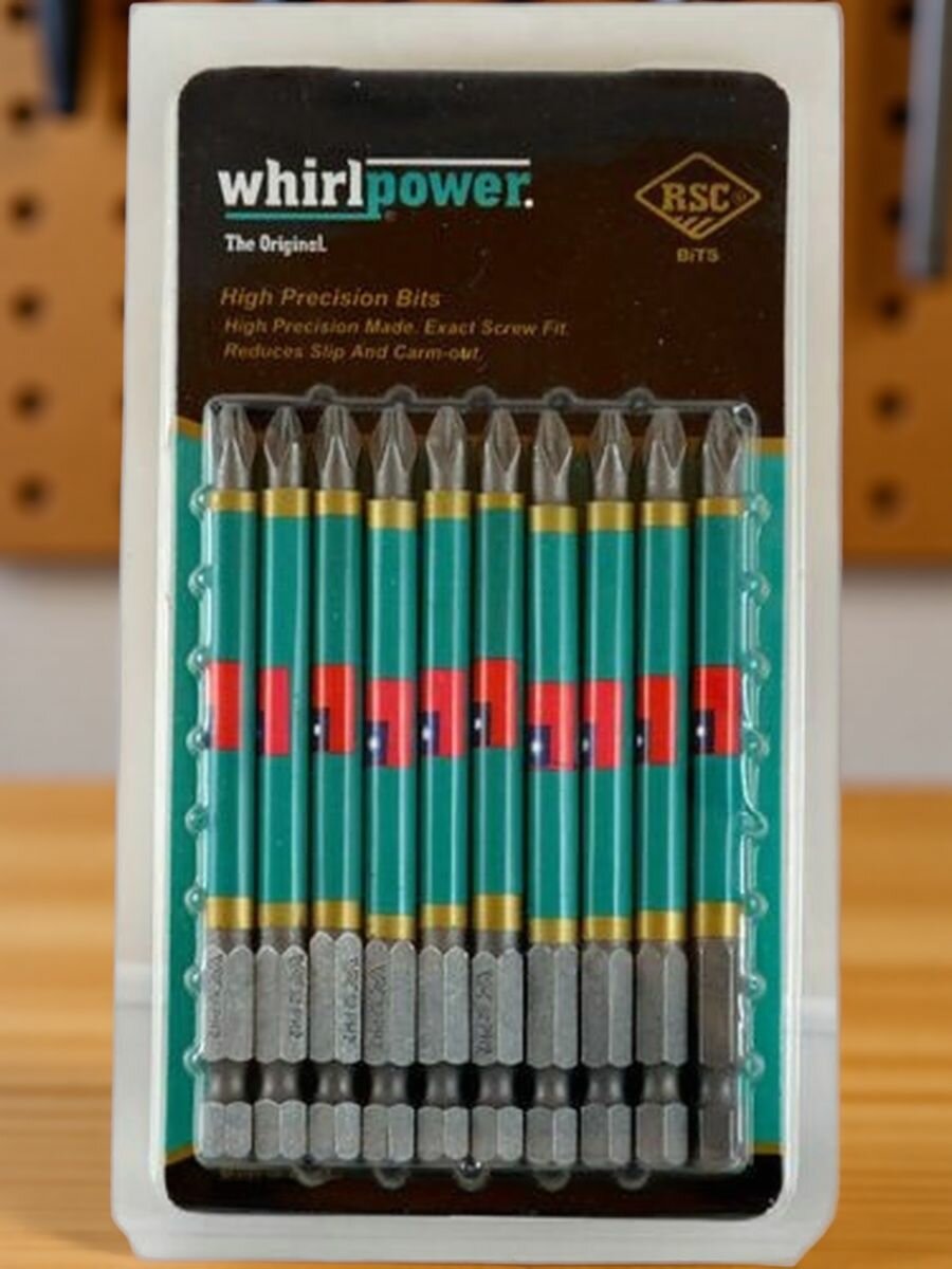 Набор из 10 бит для шуруповерт /дрель / отвертка WHIRLPOWER, 150мм-(10 шт)