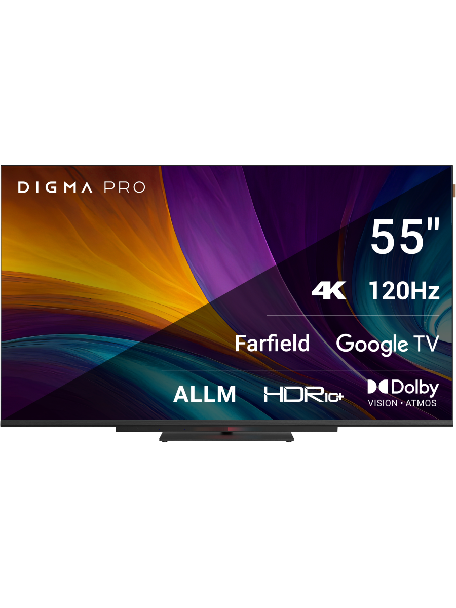 Телевизор Digma Pro UHD 55C 55" LED, 4K Ultra HD, черный, смарт ТВ, Google TV