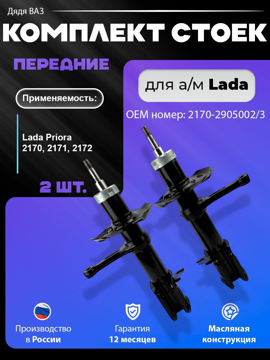 Комплект передних масляных стоек для Лада Приора 2170 2171 2172 оем 2170-2905402/3 бмк-авто
