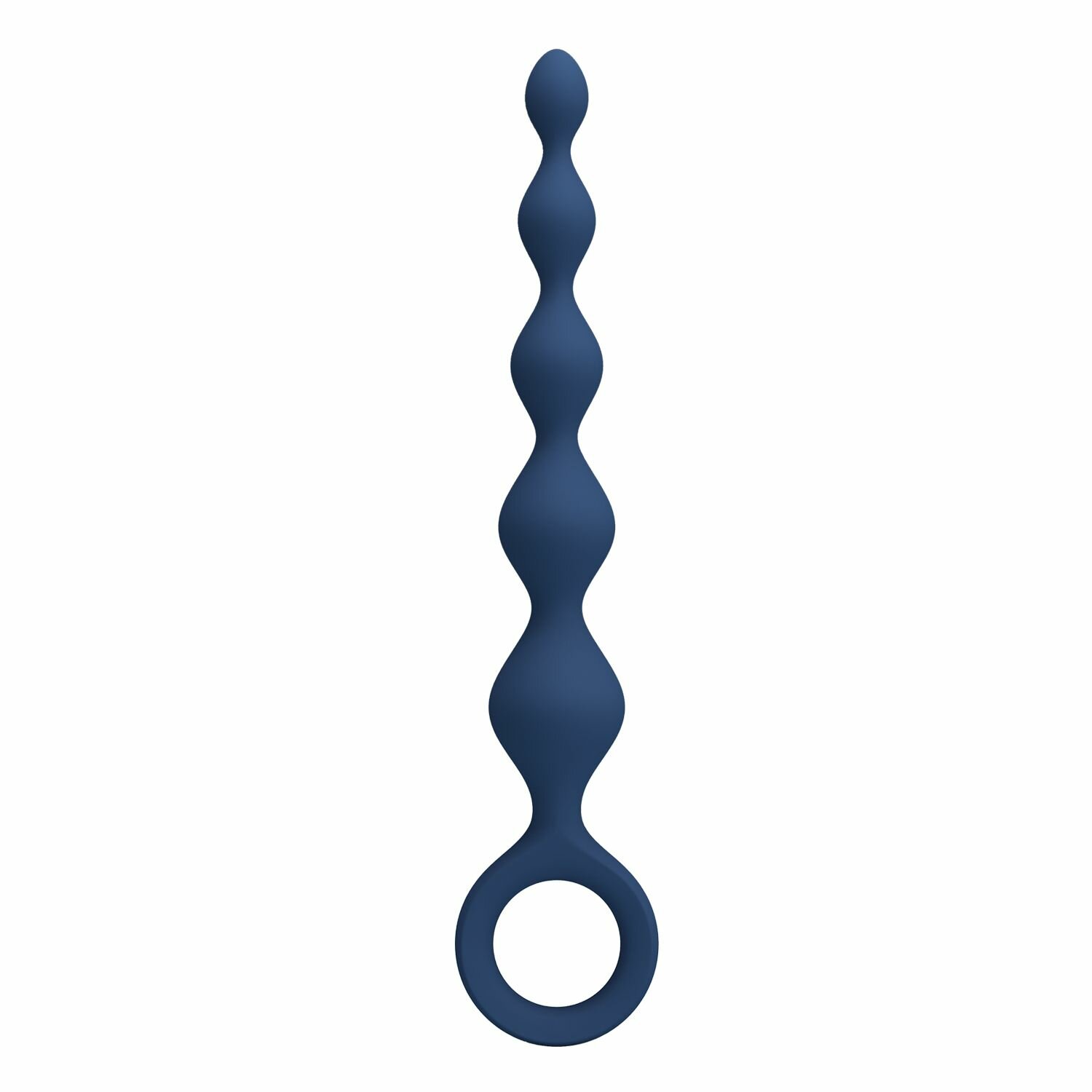 Анальные бусы "5 Beads Anal Bead" для плавного растяжения, 5 шариков, силикон, длина 20.4 см, цвет синий, с кольцом